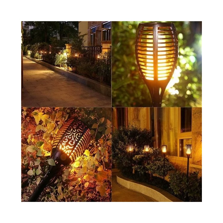 Solar Tiki Path Light 96 LED Flickering Torch for Landscape Decoration