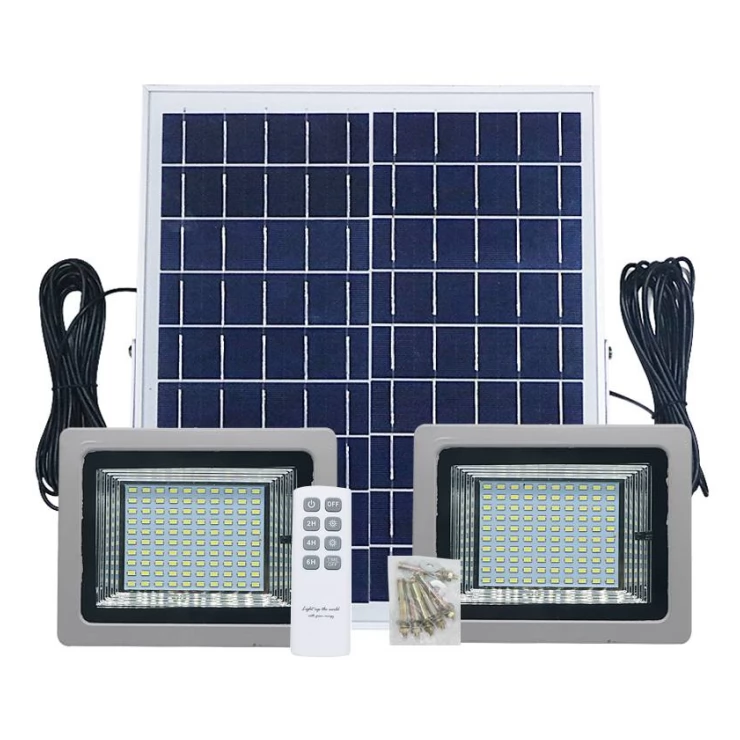 Universal Powerful Solar Flood Light Double LED Head Remote Control