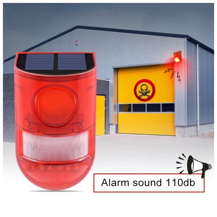 Solar Security Alarm Light Motion Sensor Warning Sound 110DB System