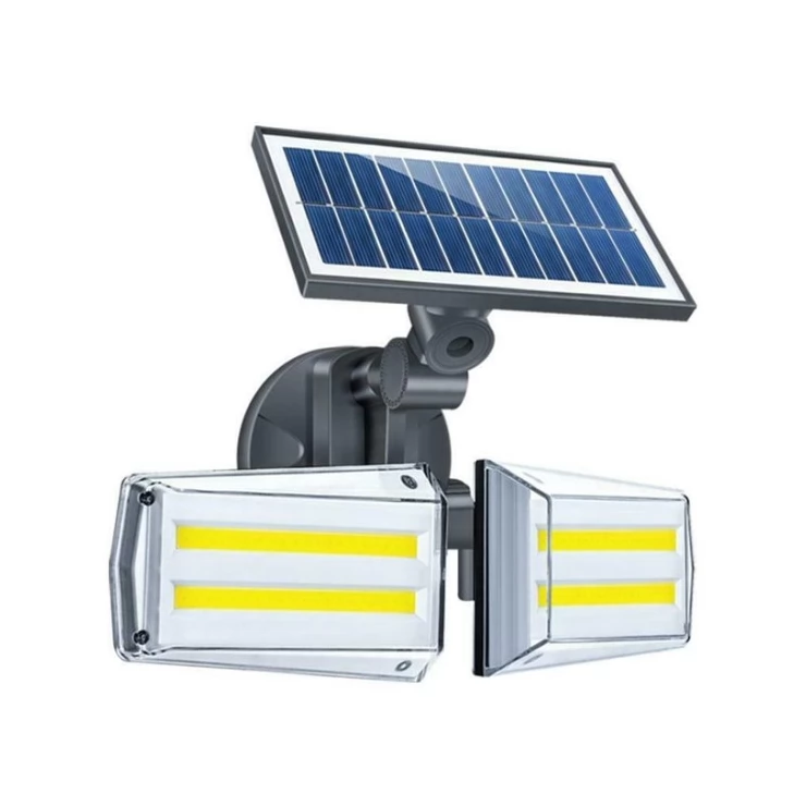 Bright 20W Dual Twin Head Solar Sensor Security Wall Light 80 COB LED
