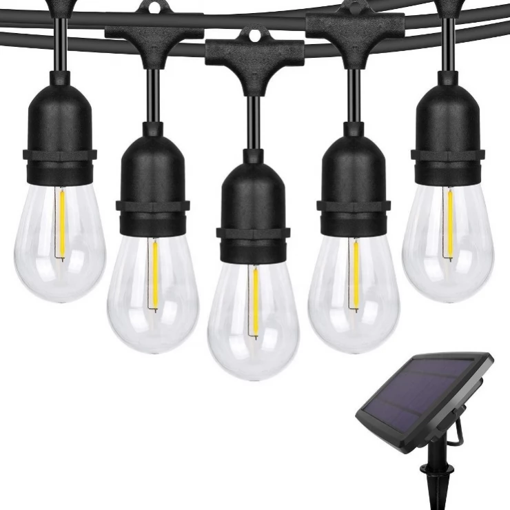 Vintage Outdoor Solar Fairy String Lights LED Glass Bulbs Decoration