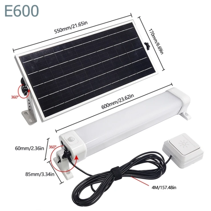 Ultimate LED Solar Batten Light With PIR Sensor Wall Switch Extension