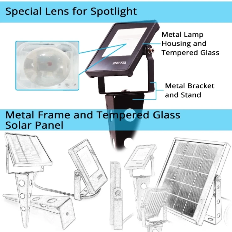 Durable Solar Garden Spotlight 3-in-1 RGB LED Multicolour Landscape