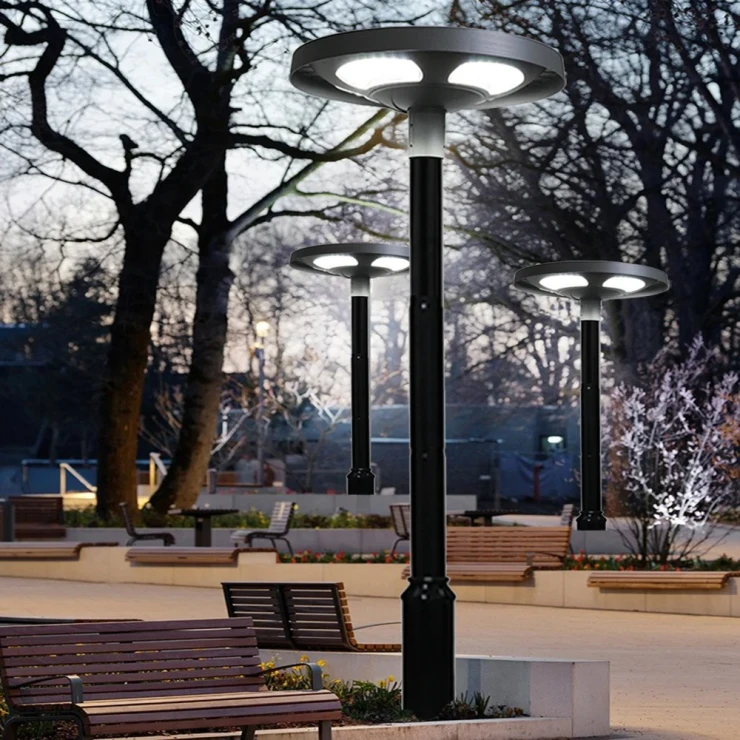 Integrated 30W Solar Street Light Bright UFO Outdoor Parking Pole Lamp